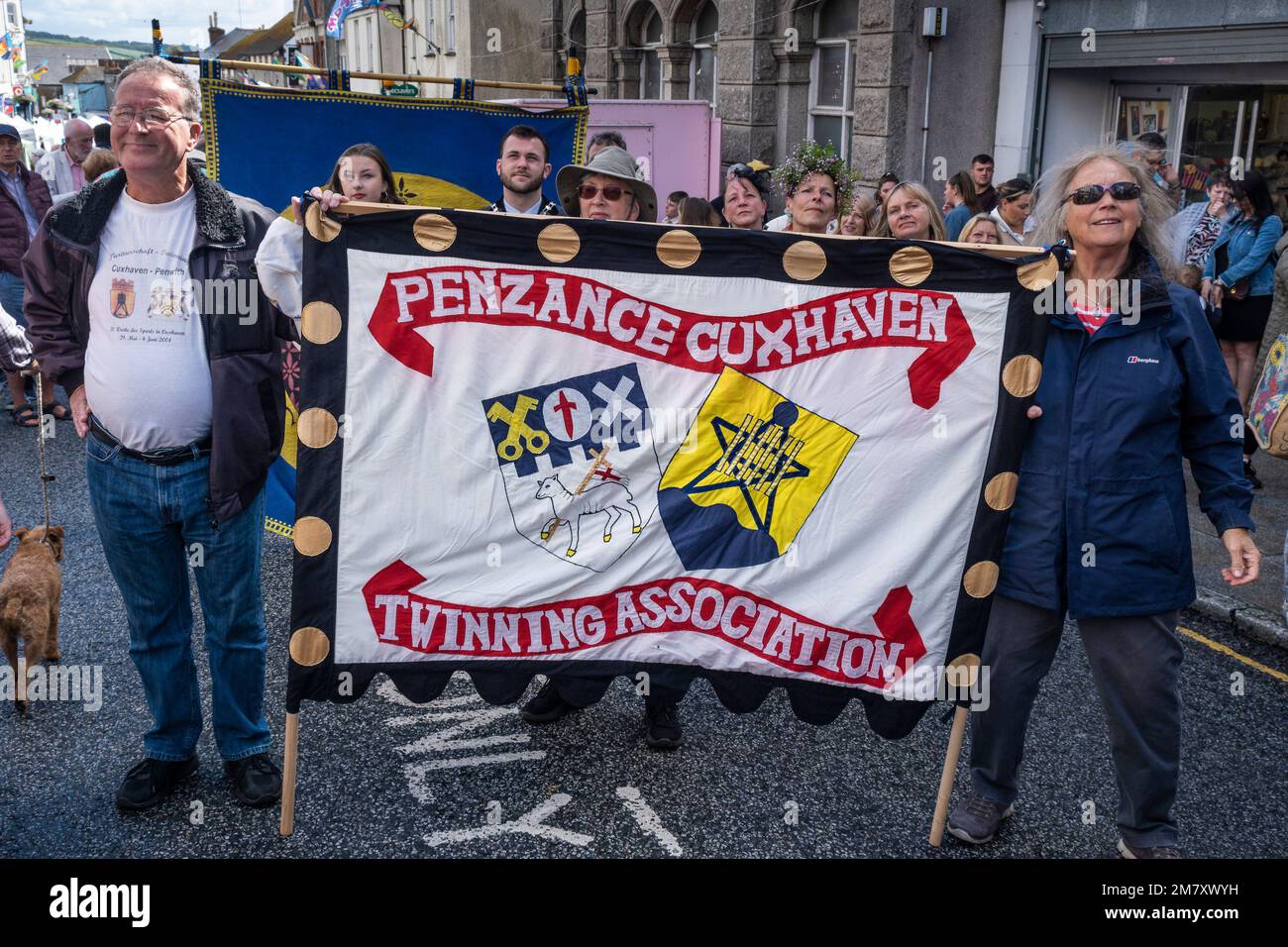 A banner celebrating the Penzance Cuxhaven Twinning Association ...