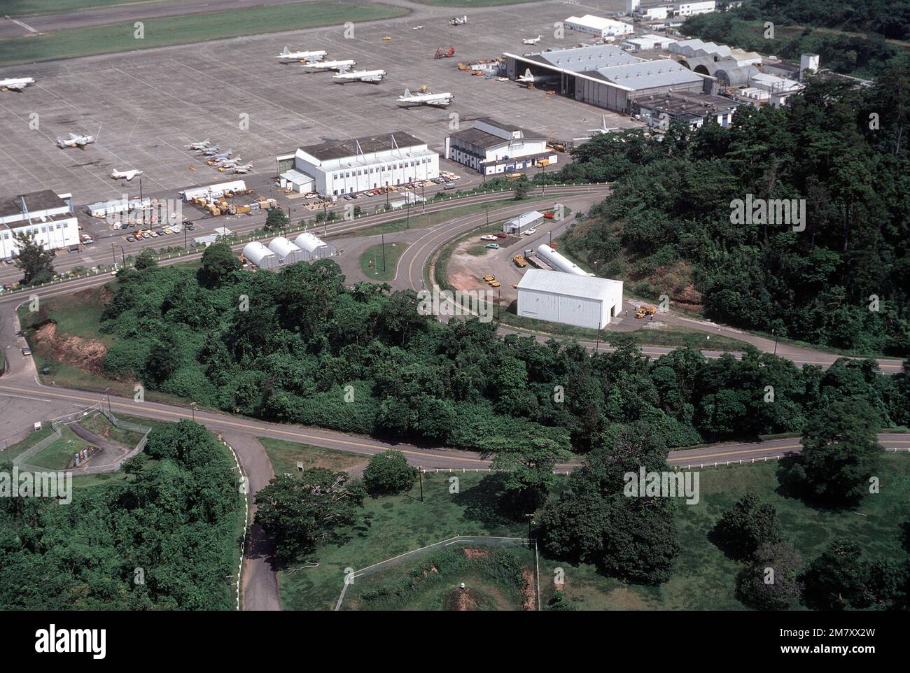 Aerial view of a hangar area. Base: Naval Station, Subic Bay State ...