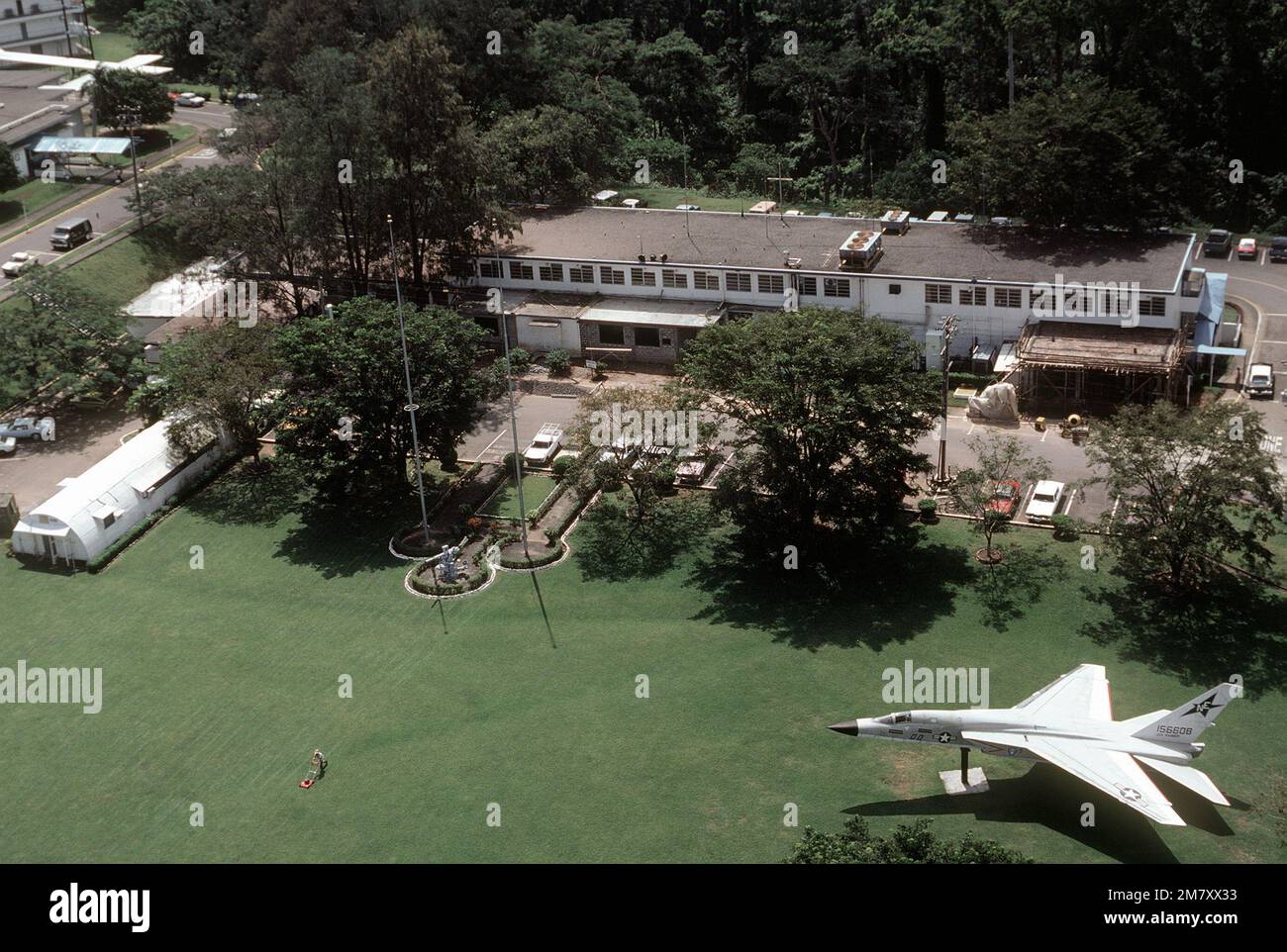 Aerial view of the administration building. Base: Naval Air Station ...