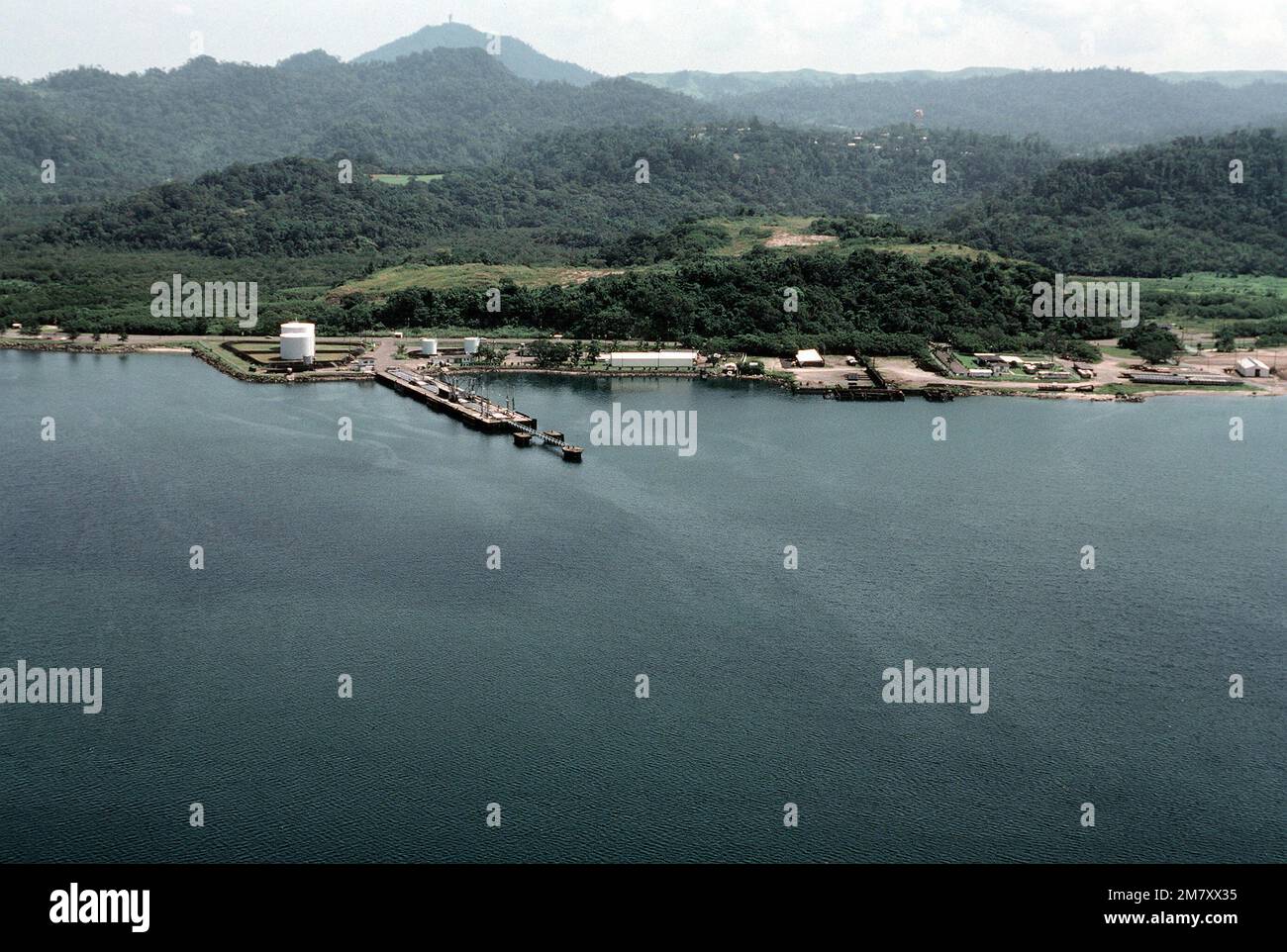 Aerial view of the carrier pier. Base: Naval Air Station, Cubi Point ...
