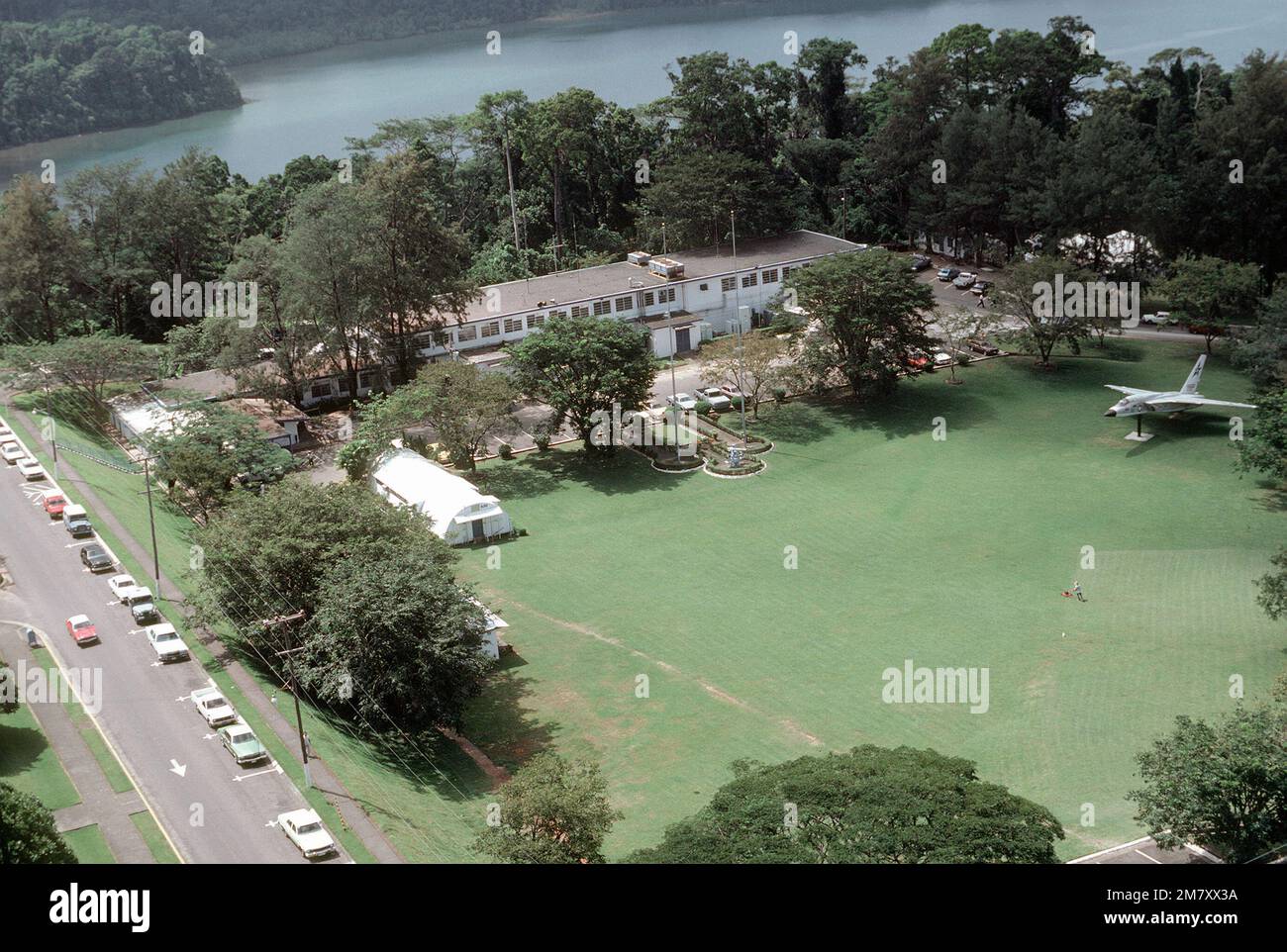 Aerial view of the administration building. Base: Naval Air Station ...