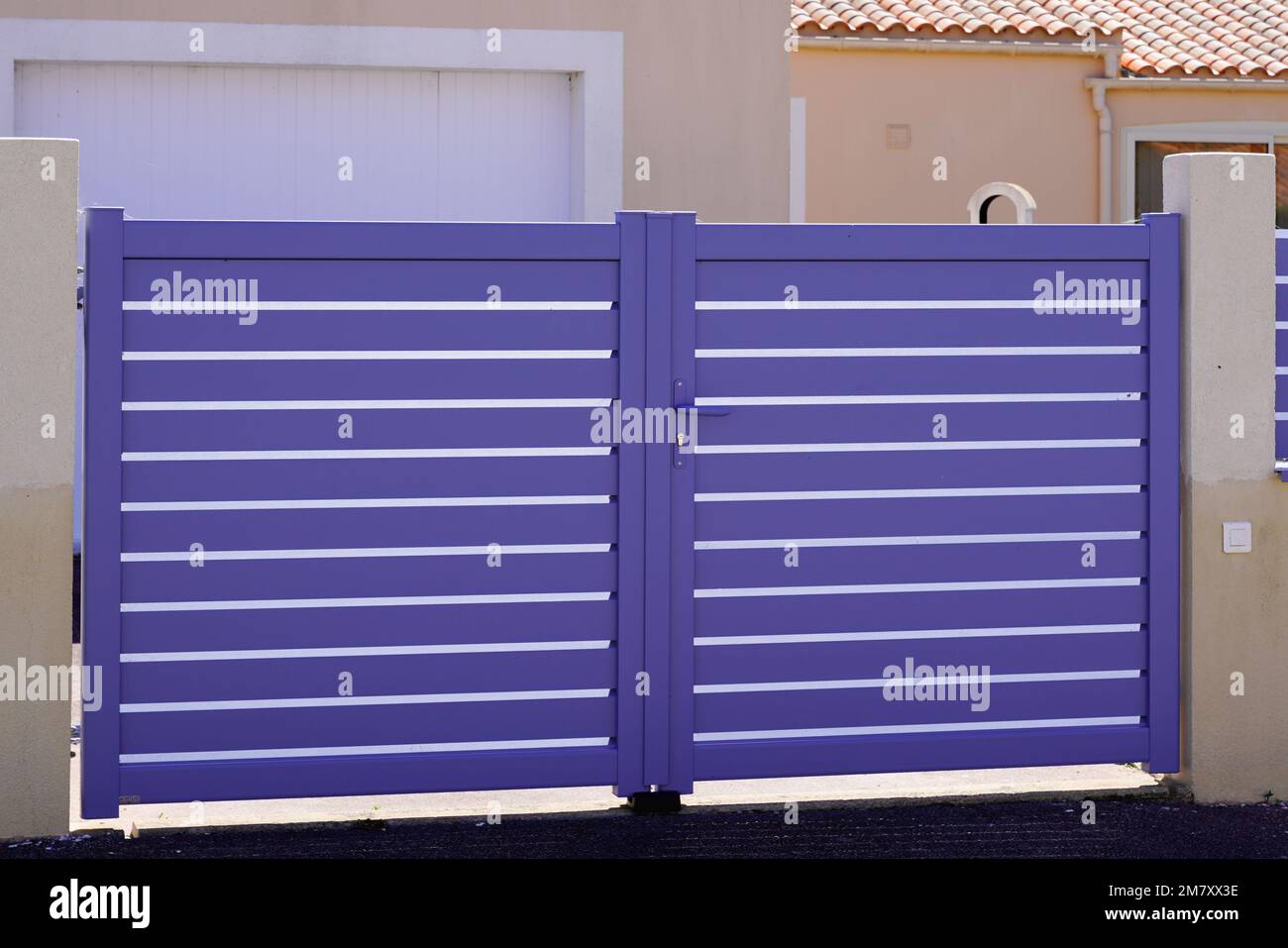 Aluminum high grey modern style home gray gate portal of suburb door ...