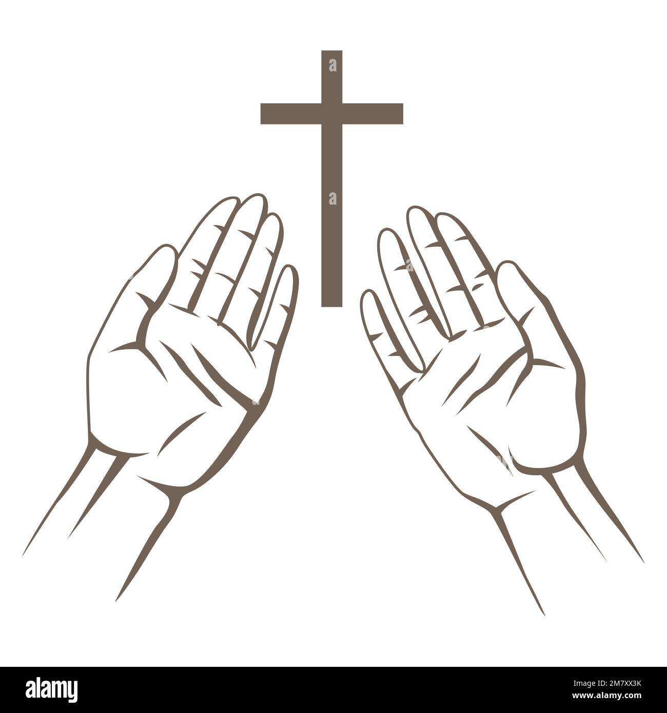 Drawings Of Hands Praying With A Cross