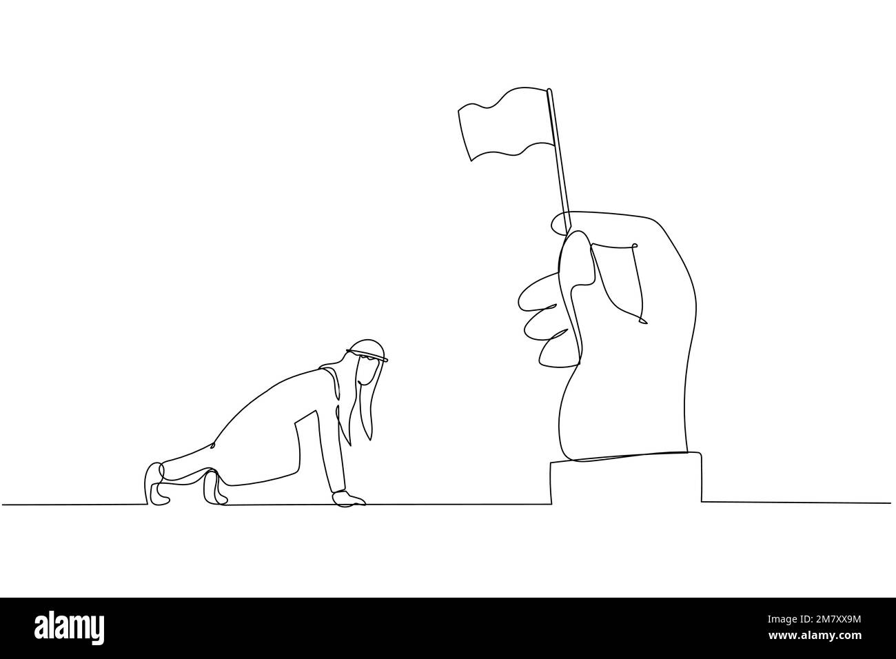 Illustration of arab man ready to race on position waiting for flag ...