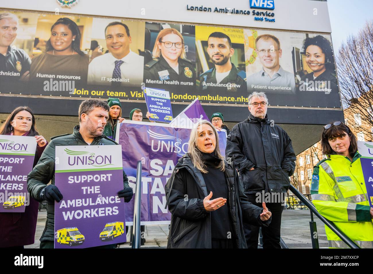 London, UK. 11th Jan, 2023. Sara Gorton, Head of Health at Unison ...