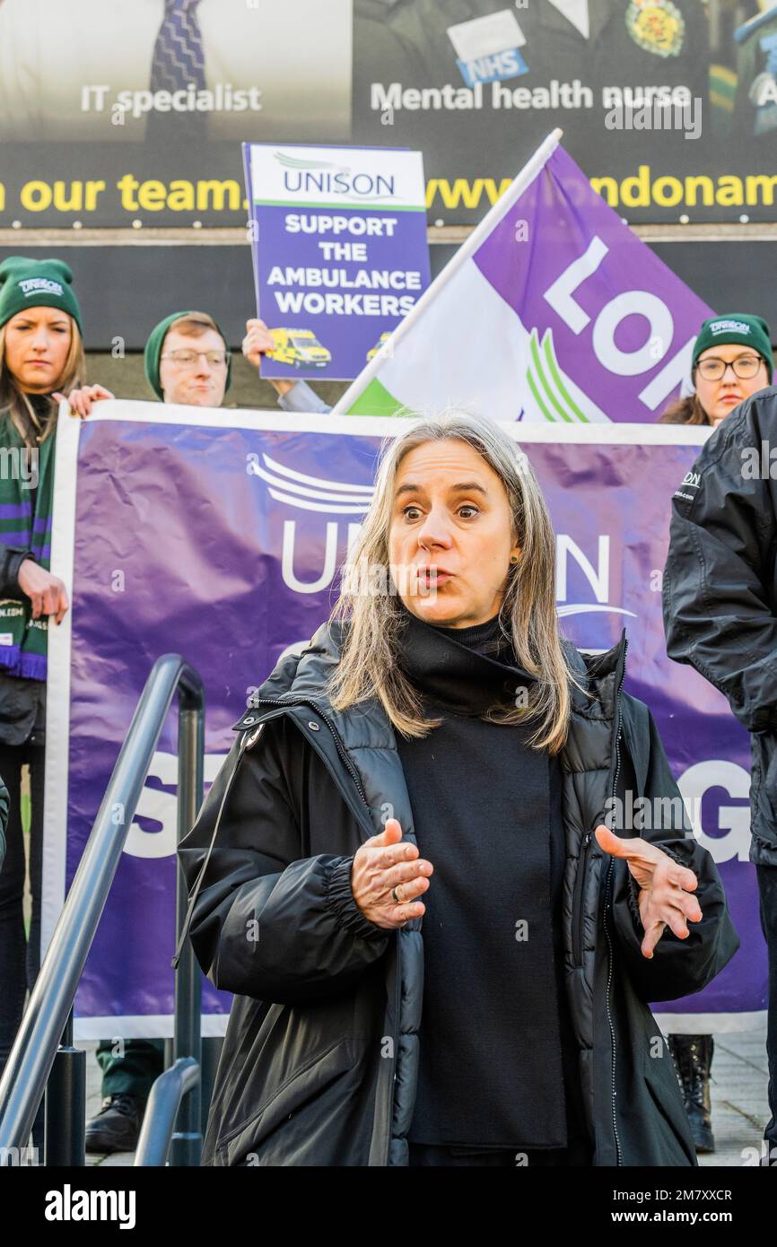 London, UK. 11th Jan, 2023. Sara Gorton, Head of Health at Unison ...
