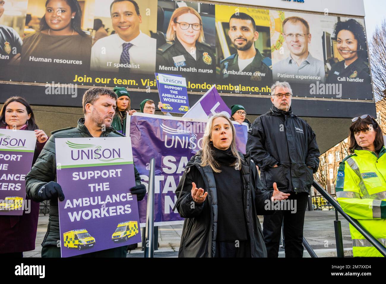London, UK. 11th Jan, 2023. Sara Gorton, Head of Health at Unison ...