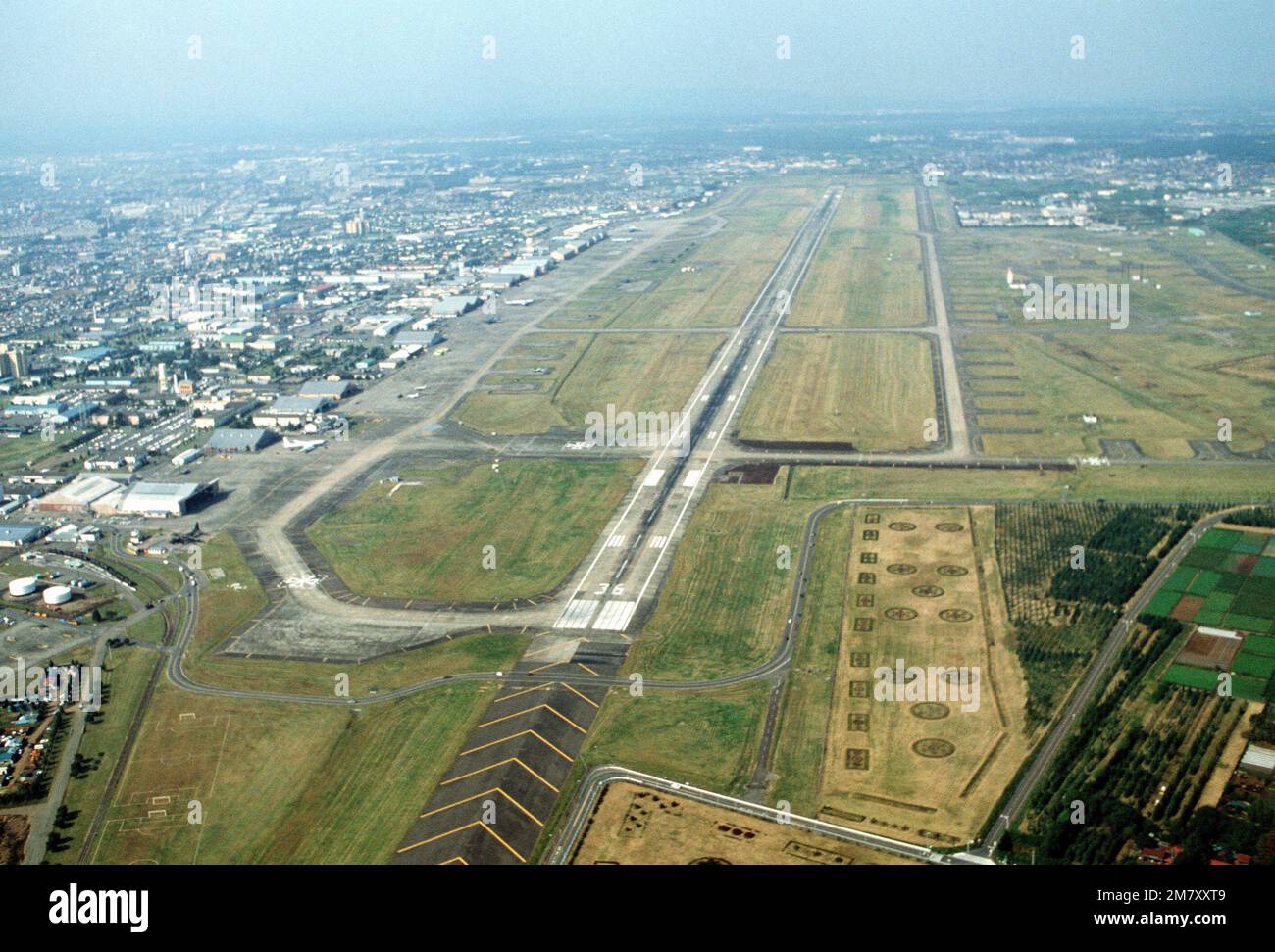 Aerial view of the approach and taxiways of runway 36. Base: Yokota Air ...