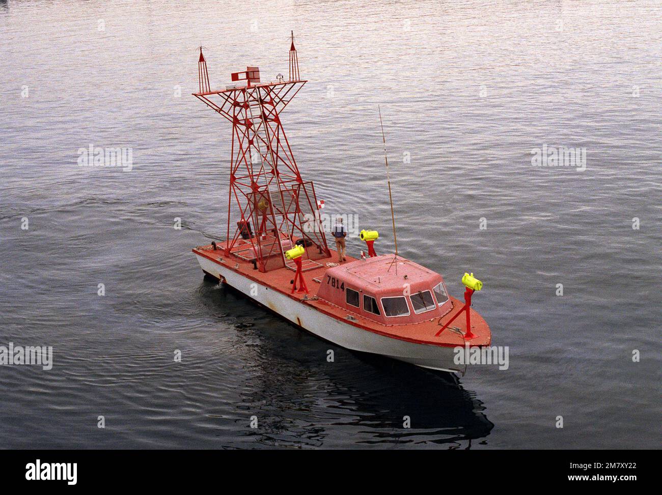 A starboard bow view of the Mark 35 Septar boat #7814 showing the ...
