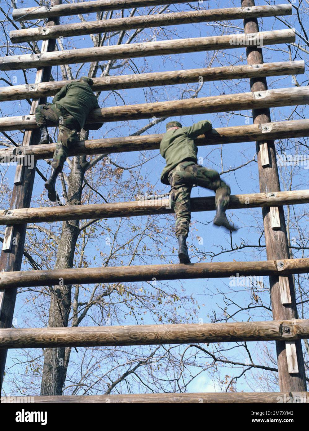 Infantrymen work through an obstacle on the confidence course during ...