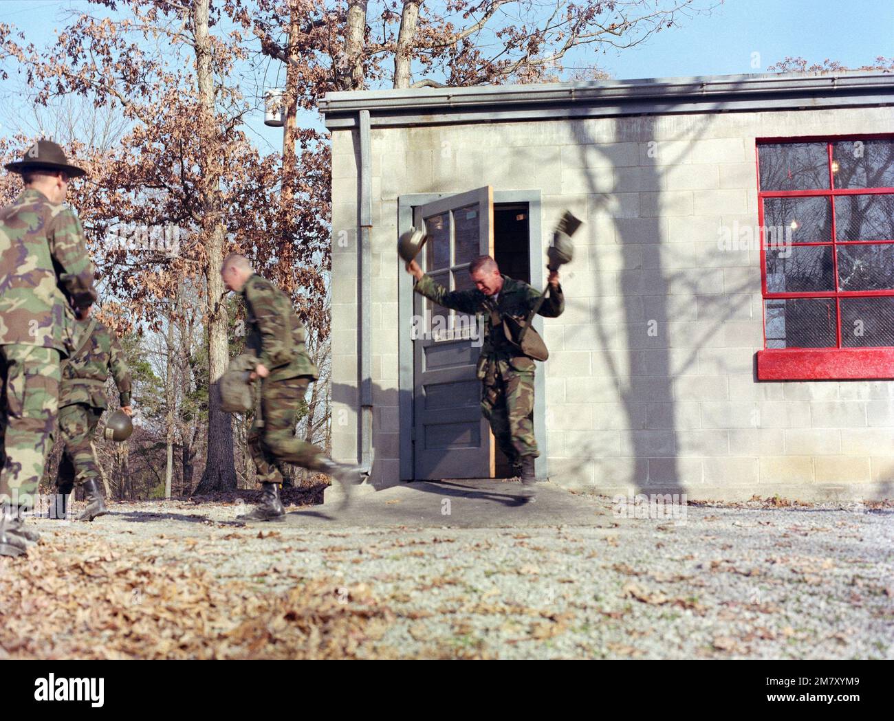 Infantrymen undergo "gas chamber" training at the Army Armor Center ...