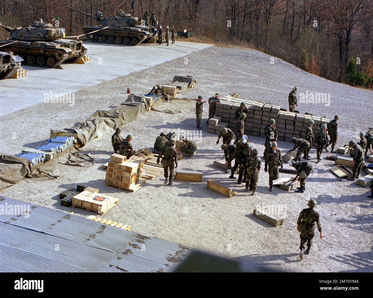 Infantrymen prepare ammunition for a live fire exercise on the Boydston ...