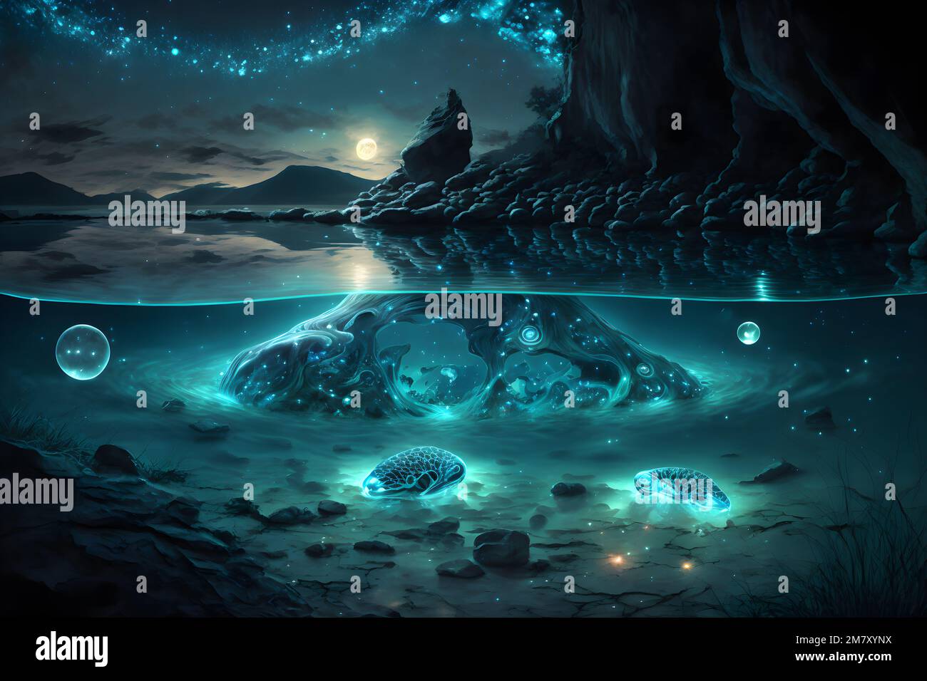 Bioluminescent plankton in water hi-res stock photography and images ...