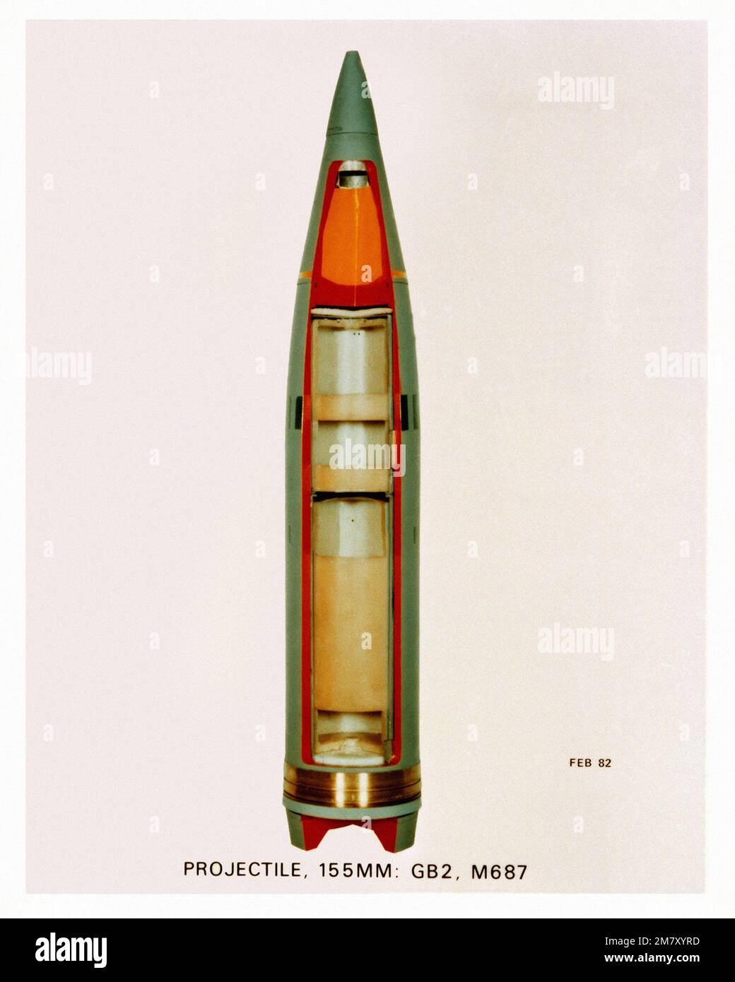 A view of the M687 155 mm nerve agent projectile developed by Chemical ...