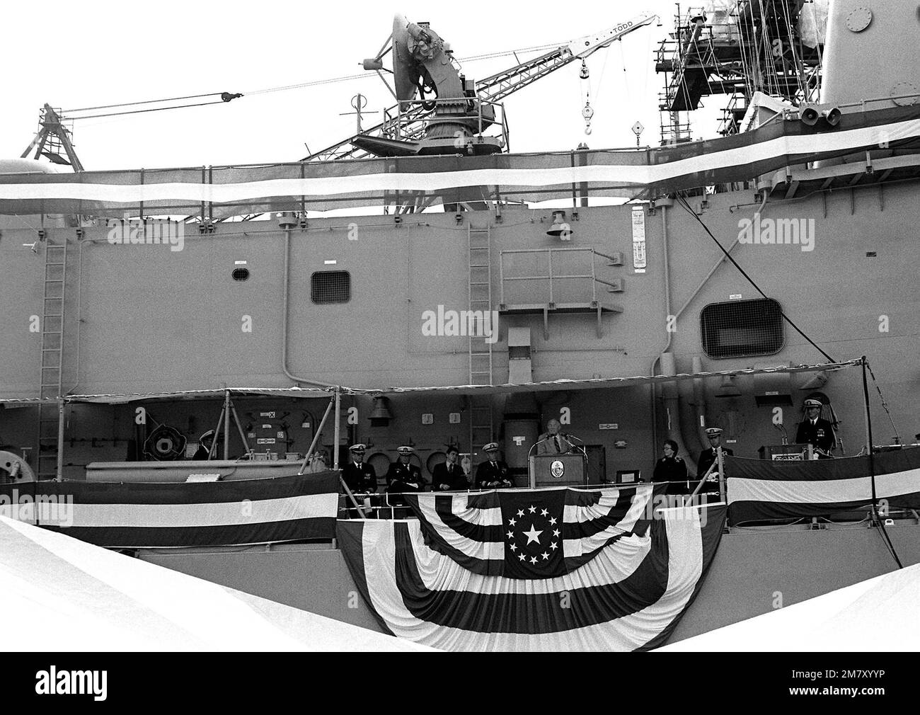 Rep. Joel Pritchard, R-Wash., speaks at the commissioning ceremony for ...