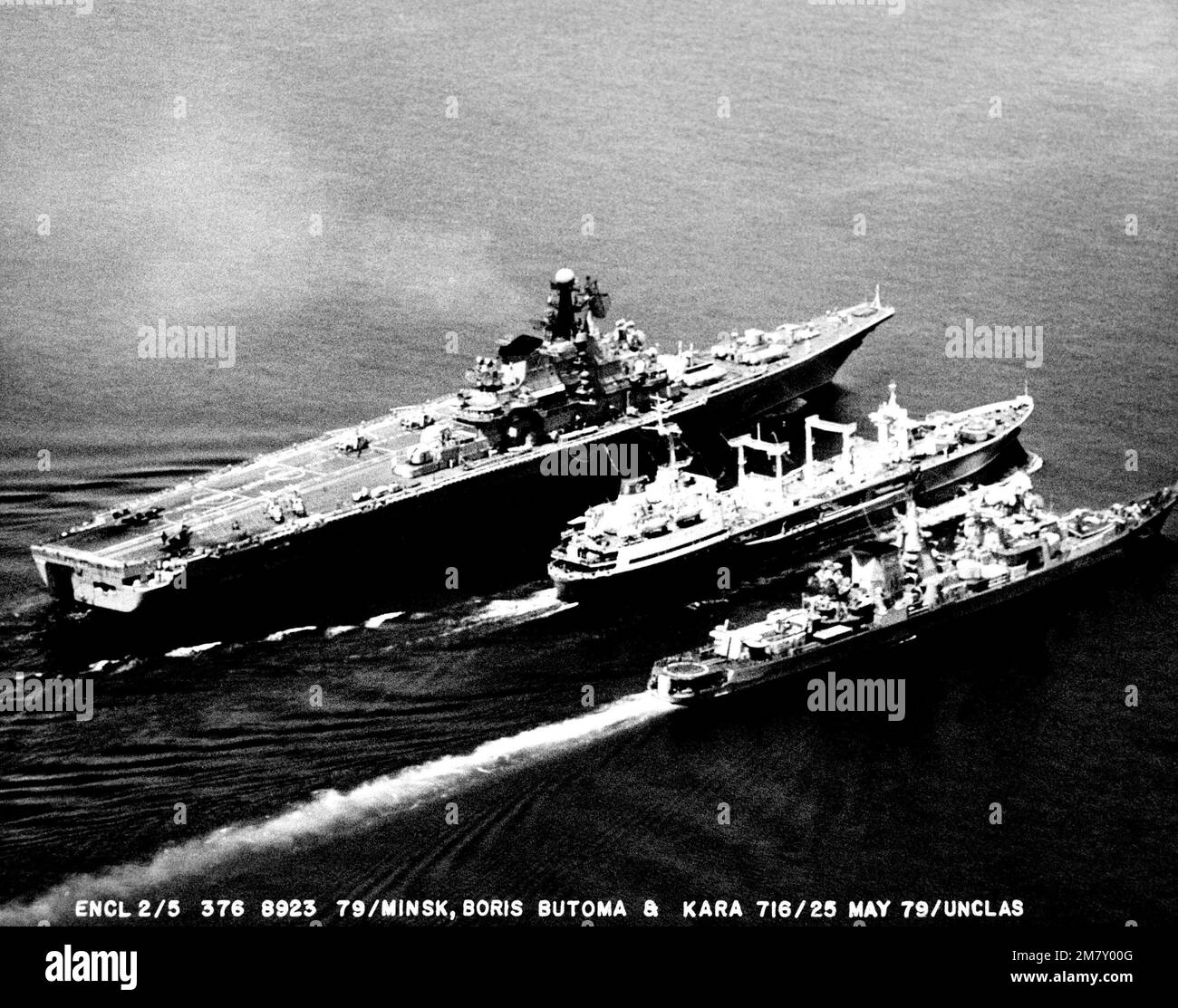 Starboard quarter view of the Soviet Kiev class carrier MINSK (CVHG ...