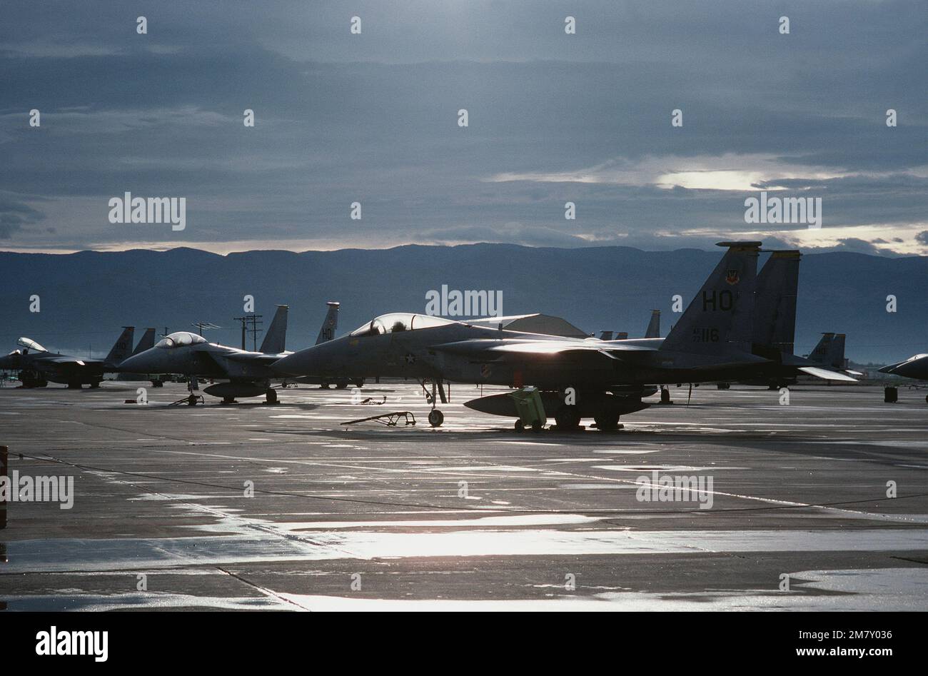 A left side view of F-15 Eagle aircraft assigned to the 7th and 8th ...