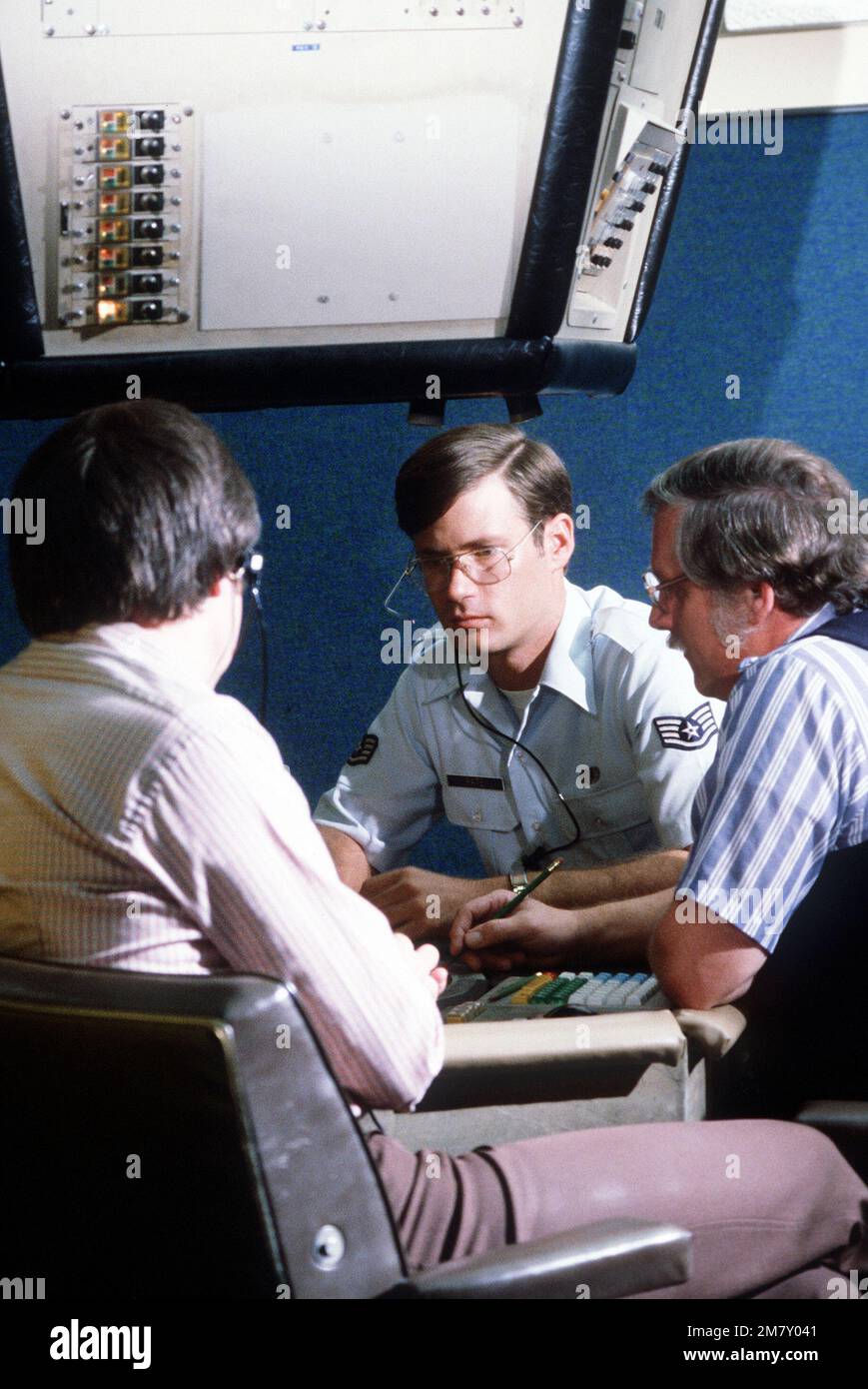SSGT Michael Pate, an air traffic controller, monitors radar simulator ...