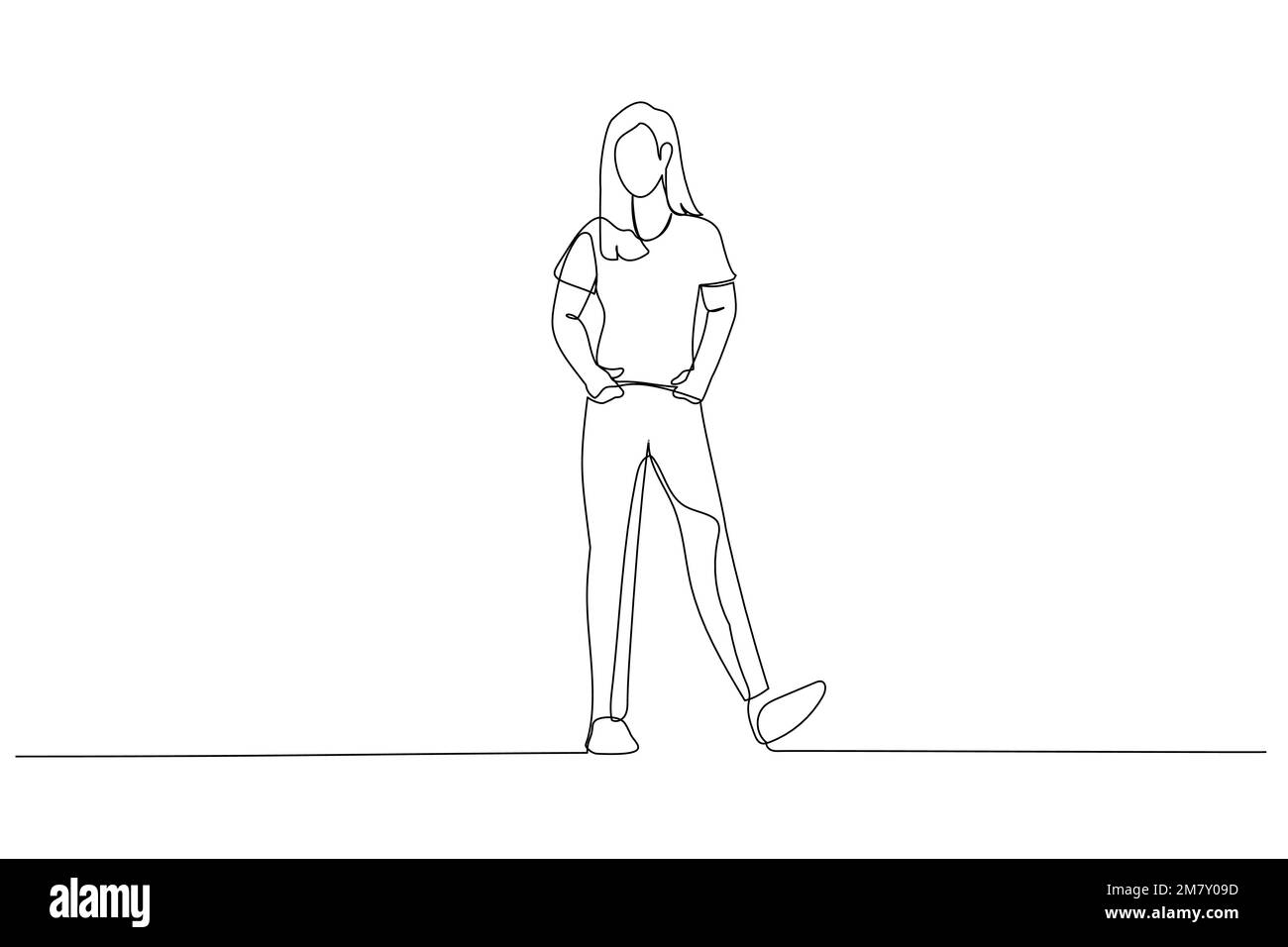 Cartoon of beautiful businesswoman posing on white background. One ...