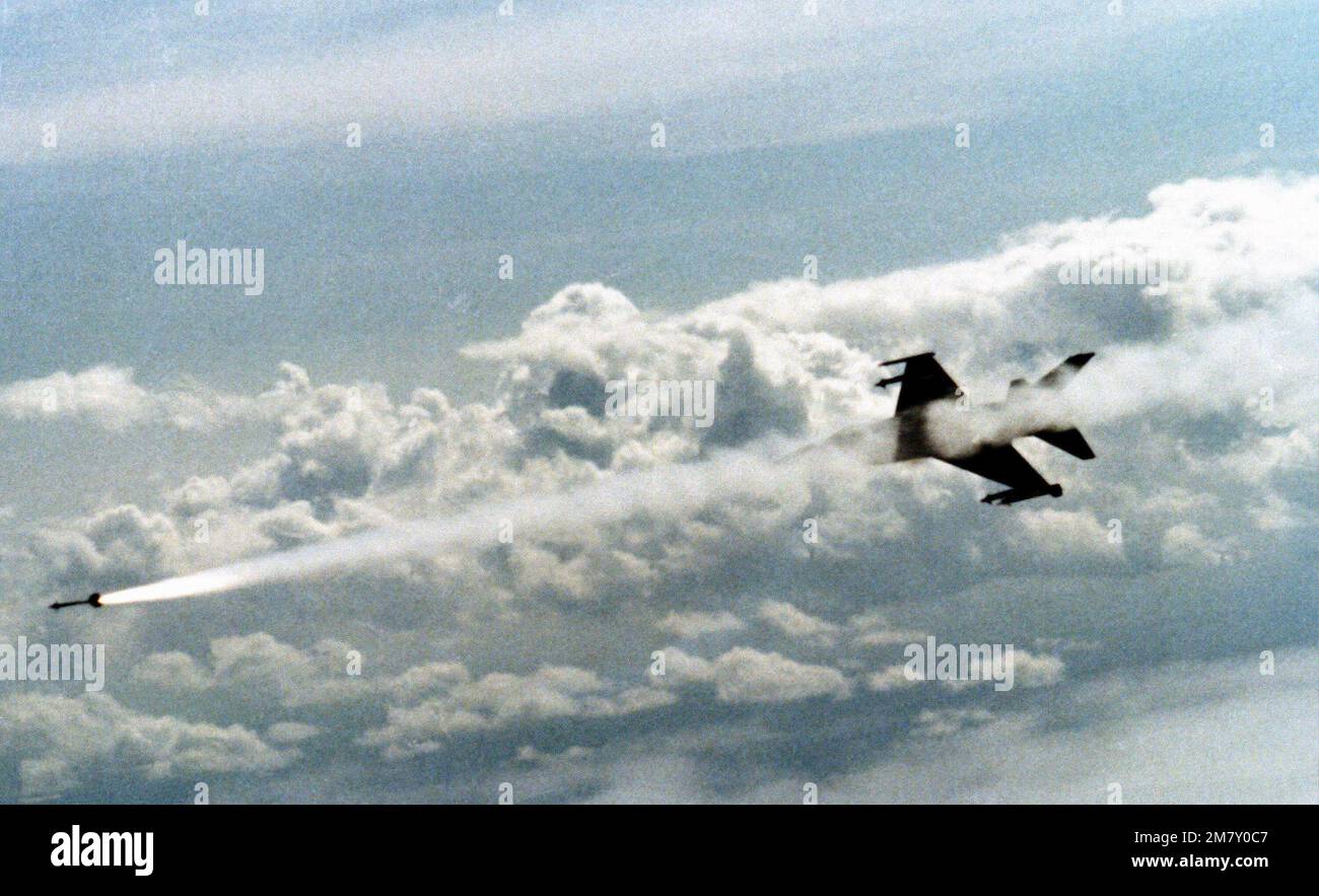 An air-to-air top left view of the prototype F-16XL Fighting Falcon ...