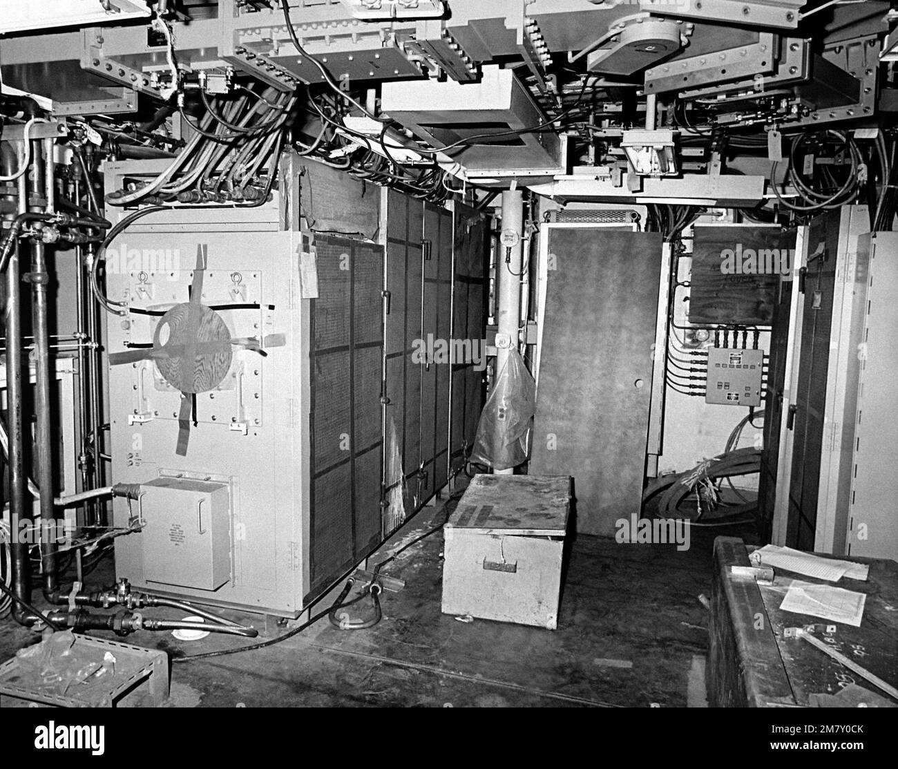 An interior view of the radar, IFF and combat information center space ...