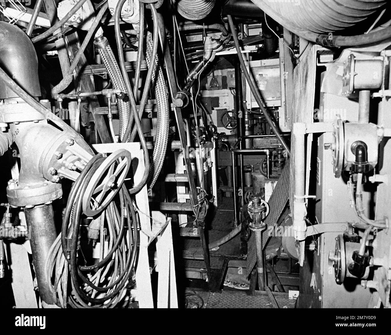 An interior view of auxiliary machine room No. 1 on the guided missile ...