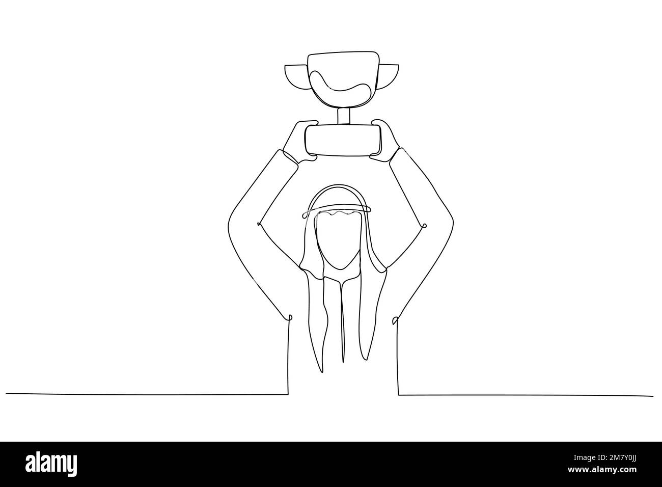 Illustration of arab businessman holding winning trophy concept of ...