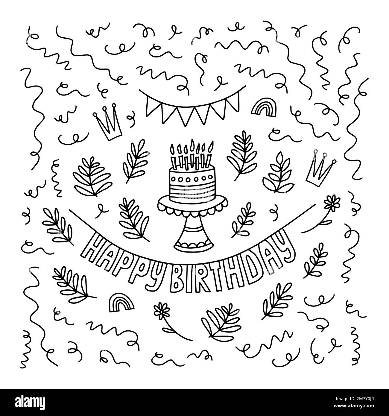 happy birthday doodle Stock Vector Image & Art - Alamy