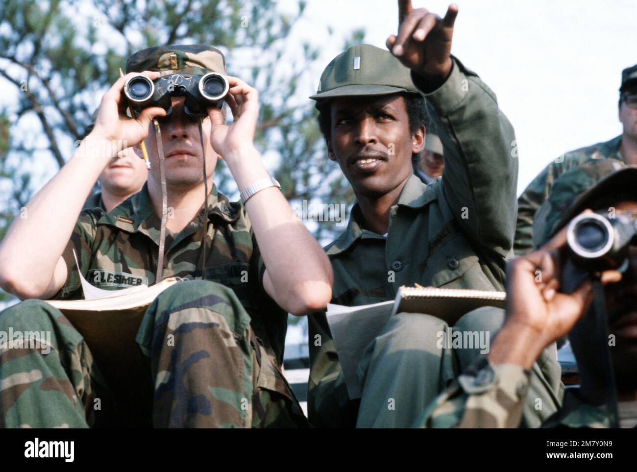 2LT Picklesimer of the United States Army and 1LT Jama of Somali watch ...