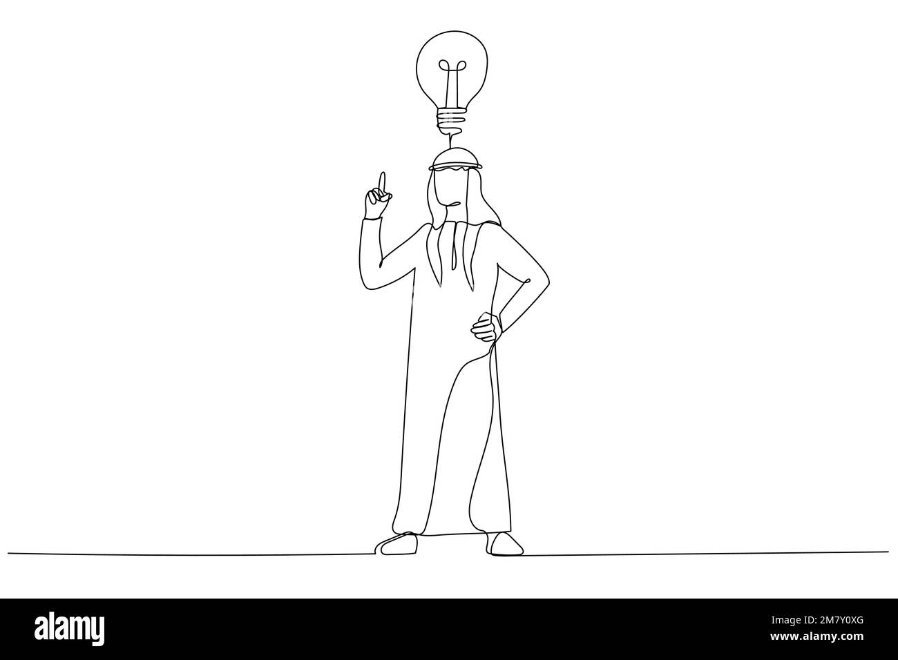 Cartoon of arab businessman with light bulb metaphor for innovation and ...
