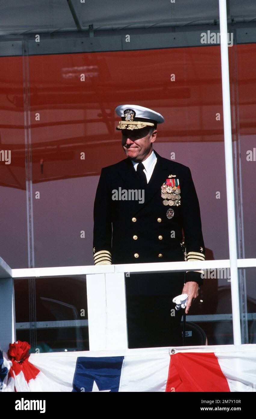 Admiral James D. Watkins, Chief of Naval Operations, stands during the ...