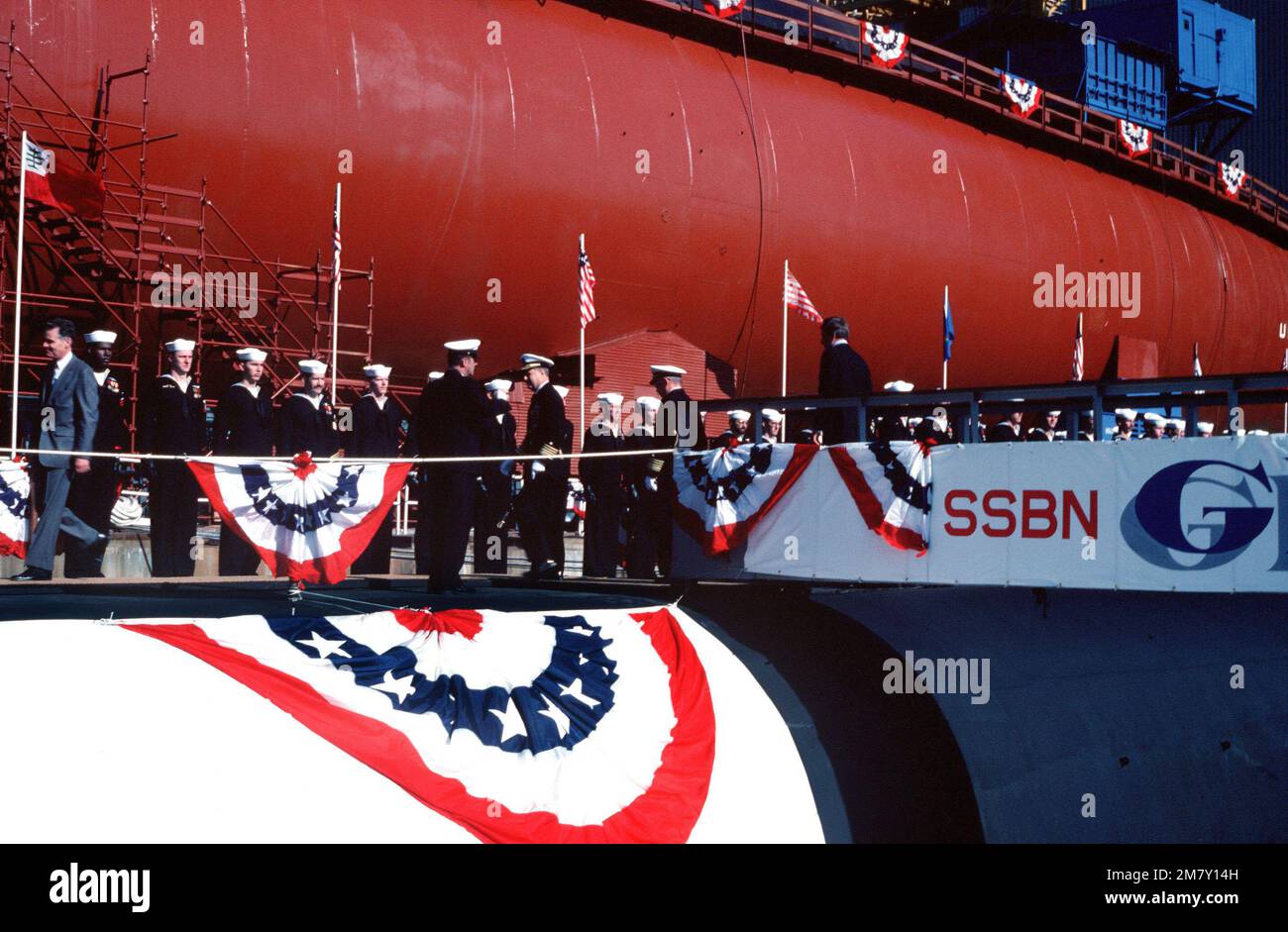 Guests of honor go aboard the nuclear-powered strategic missile submarine USS GEORGIA (SSBN 729 ...