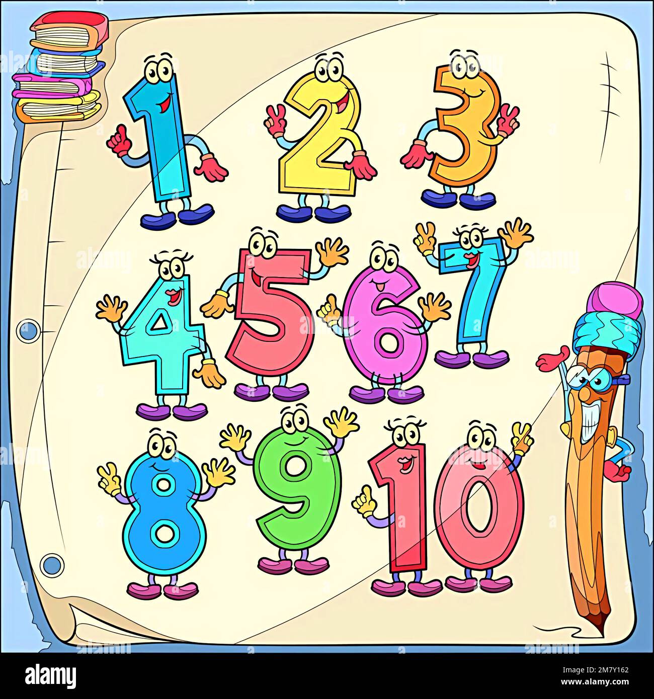 set of funny cartoon numbers Stock Photo - Alamy