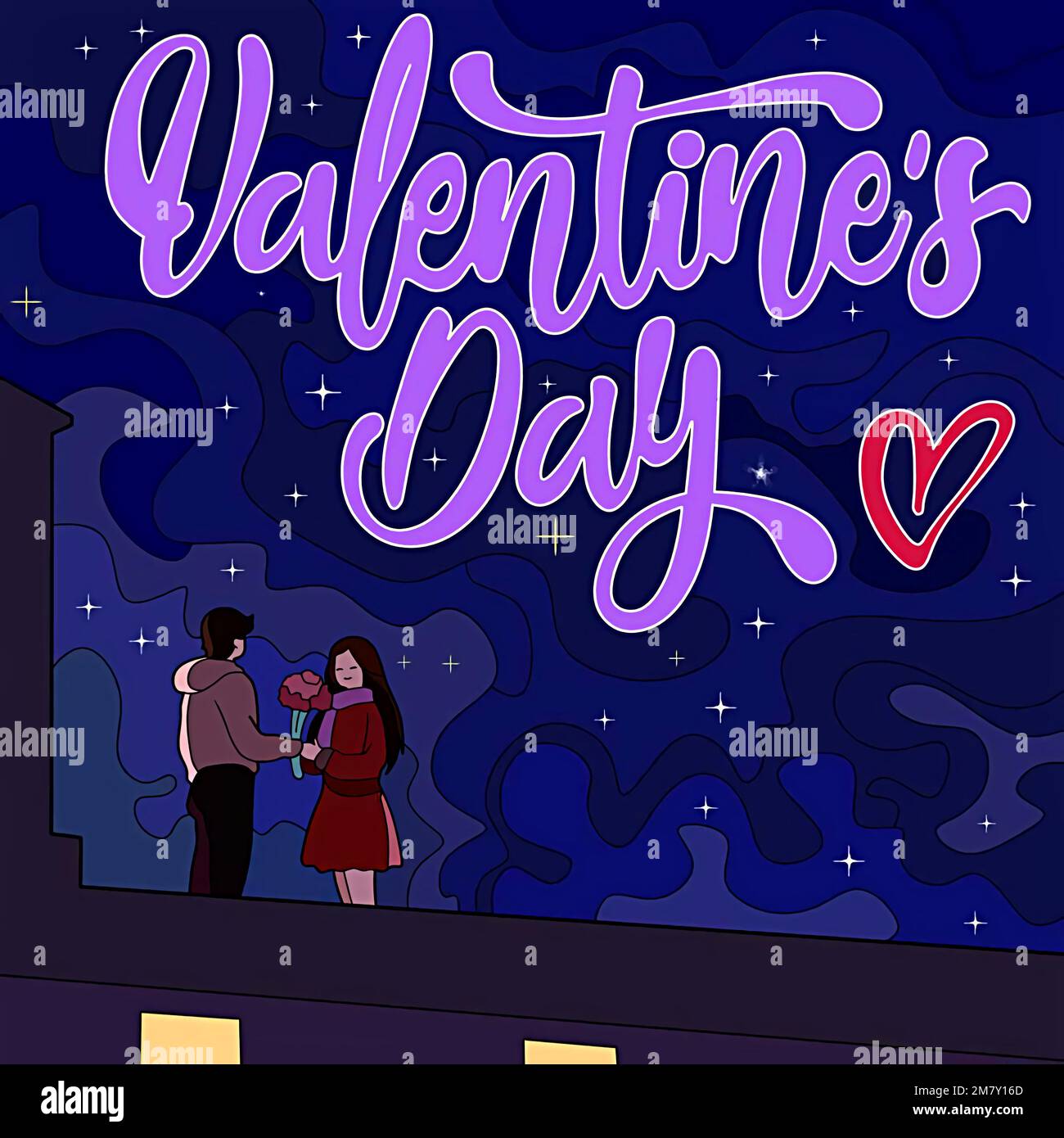 Valentine's day eve card illustration Stock Photo - Alamy