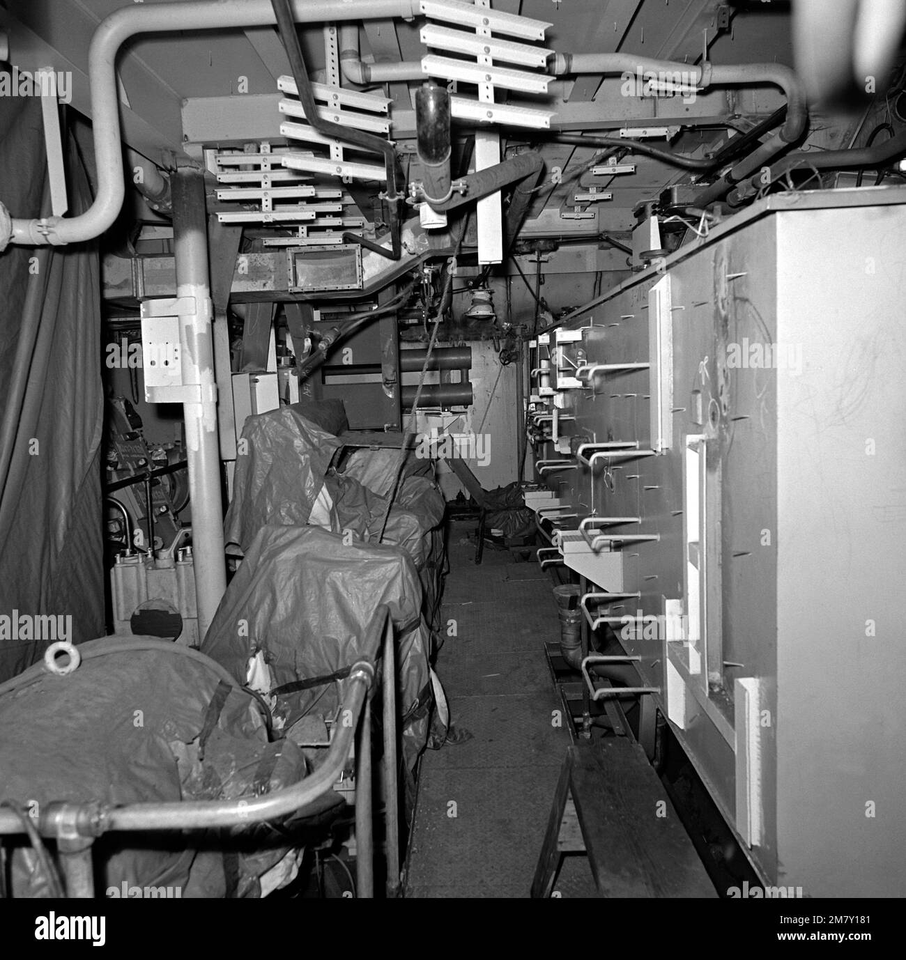 The lower level engine room aboard the guided missile frigate NICHOLAS ...