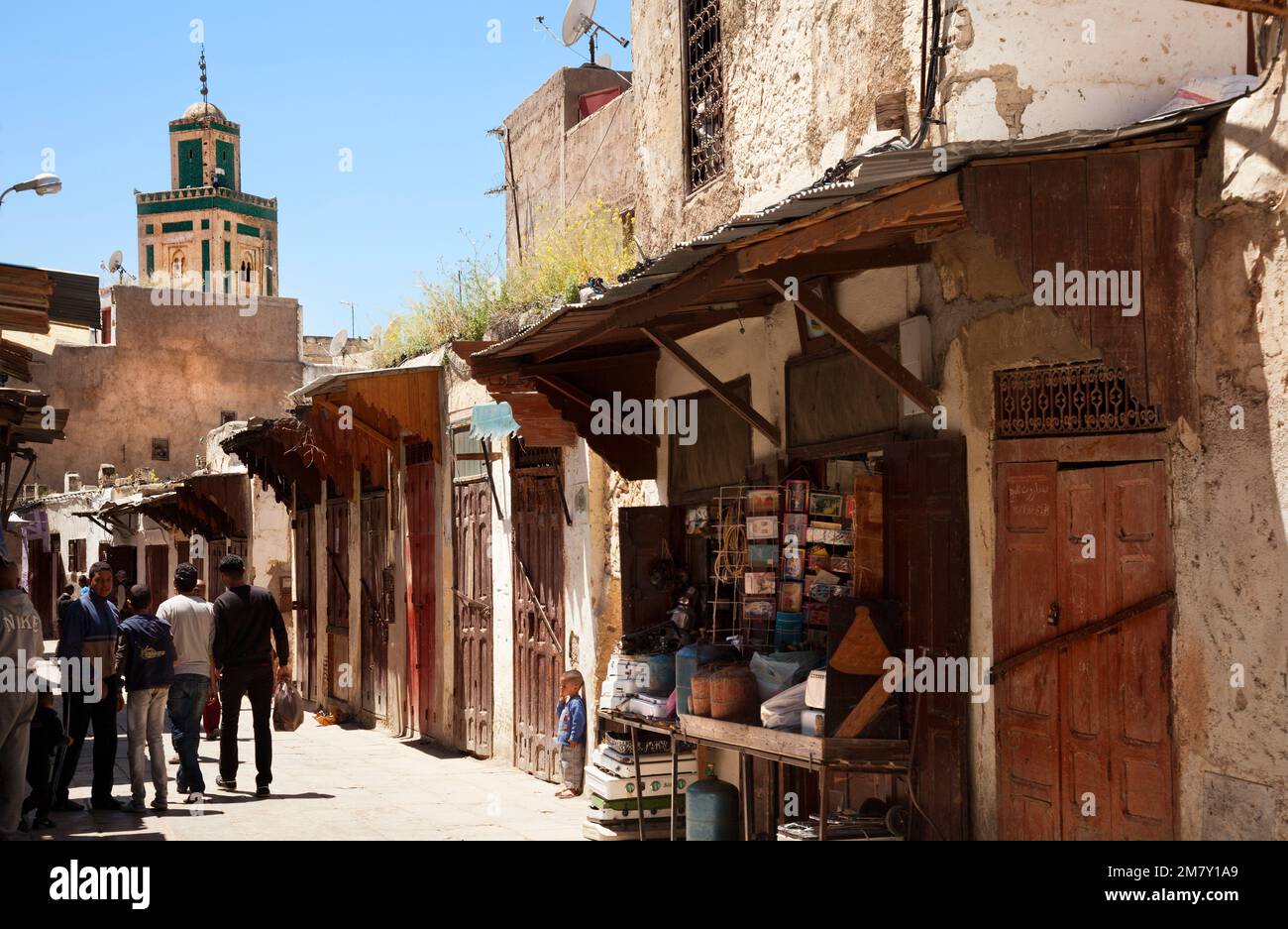 Fez, Morocco-April 25, 2014: Group of people sitting in a wedding shops ...