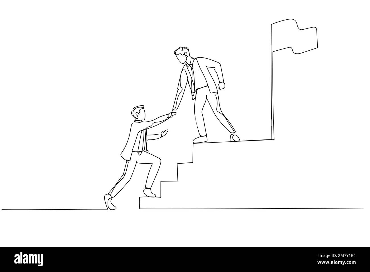 Illustration of businessman help friend to succeed and reach goal ...