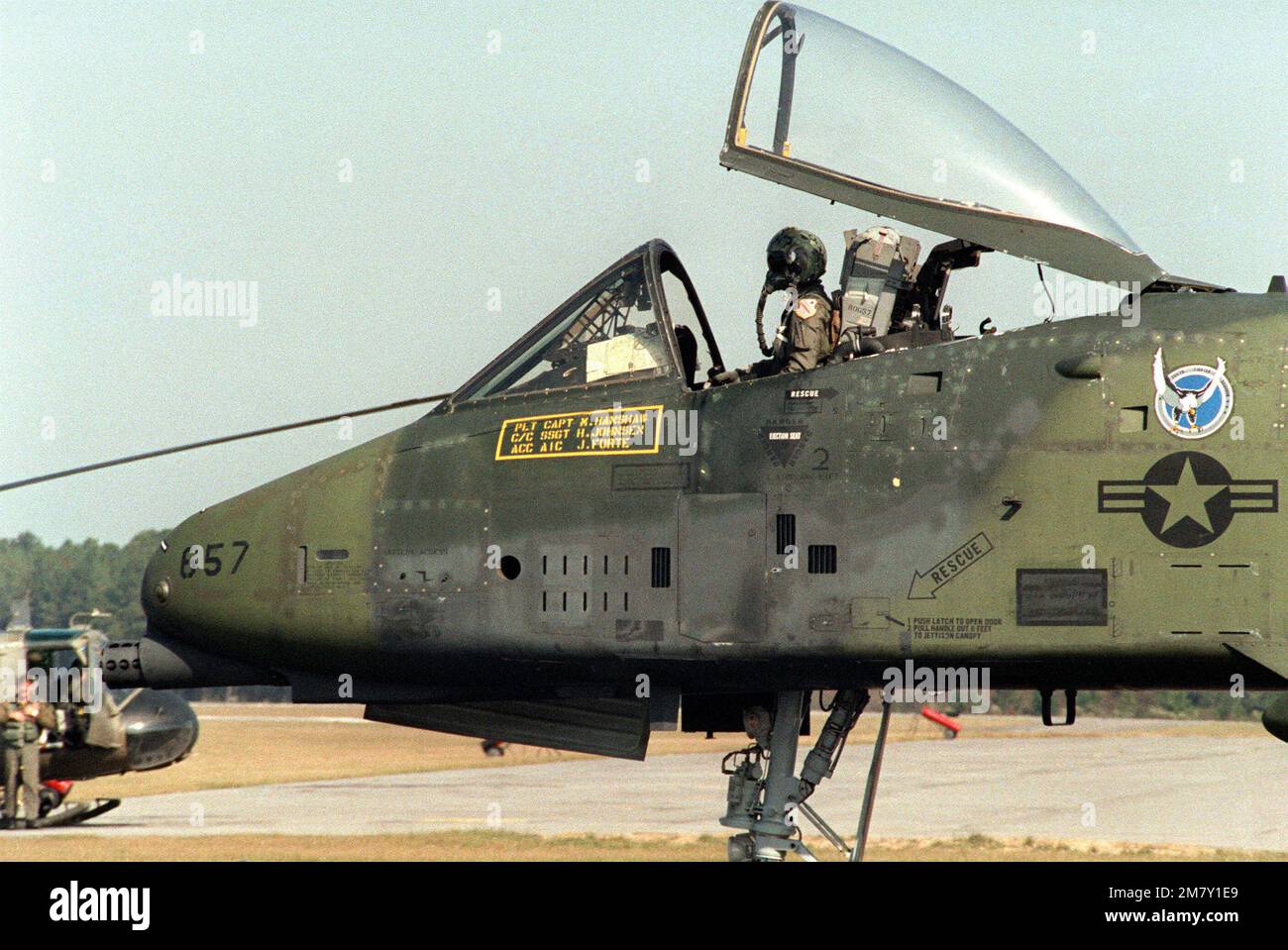An A-10 Thunderbolt II aircraft prepares for takeoff during the field ...