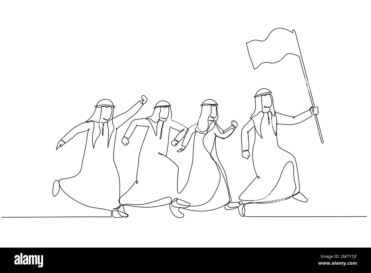 Illustration of arab businessman hold flag and lead the way. Single ...