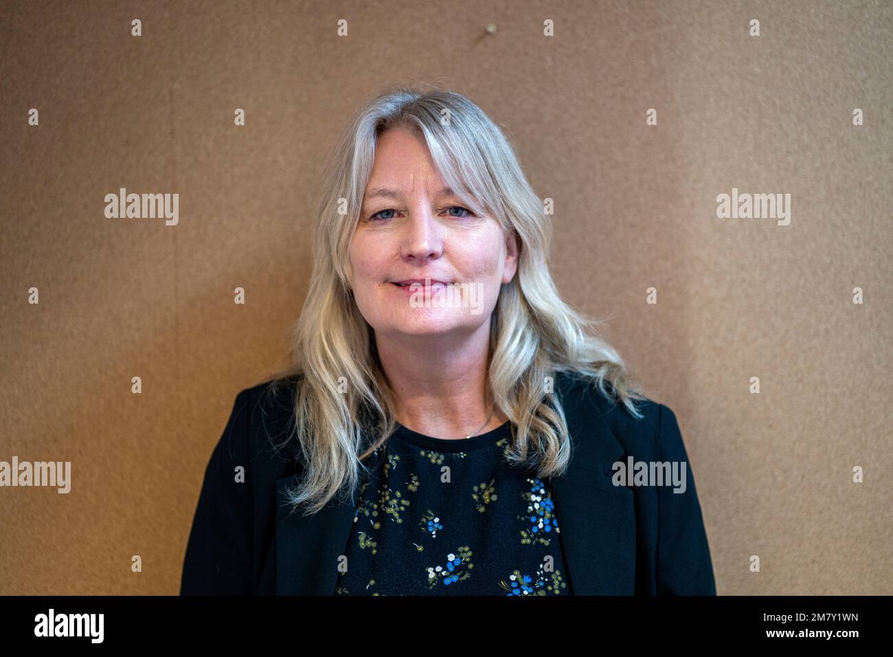 Oslo 20230111.Author Karin Smirnof with the book Havoernens Skrik (the ...