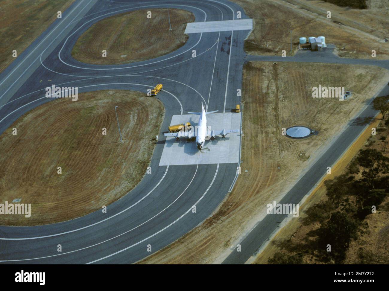 An aerial view of a Royal New Zealand Air Force P-3 Orion aircraft ...