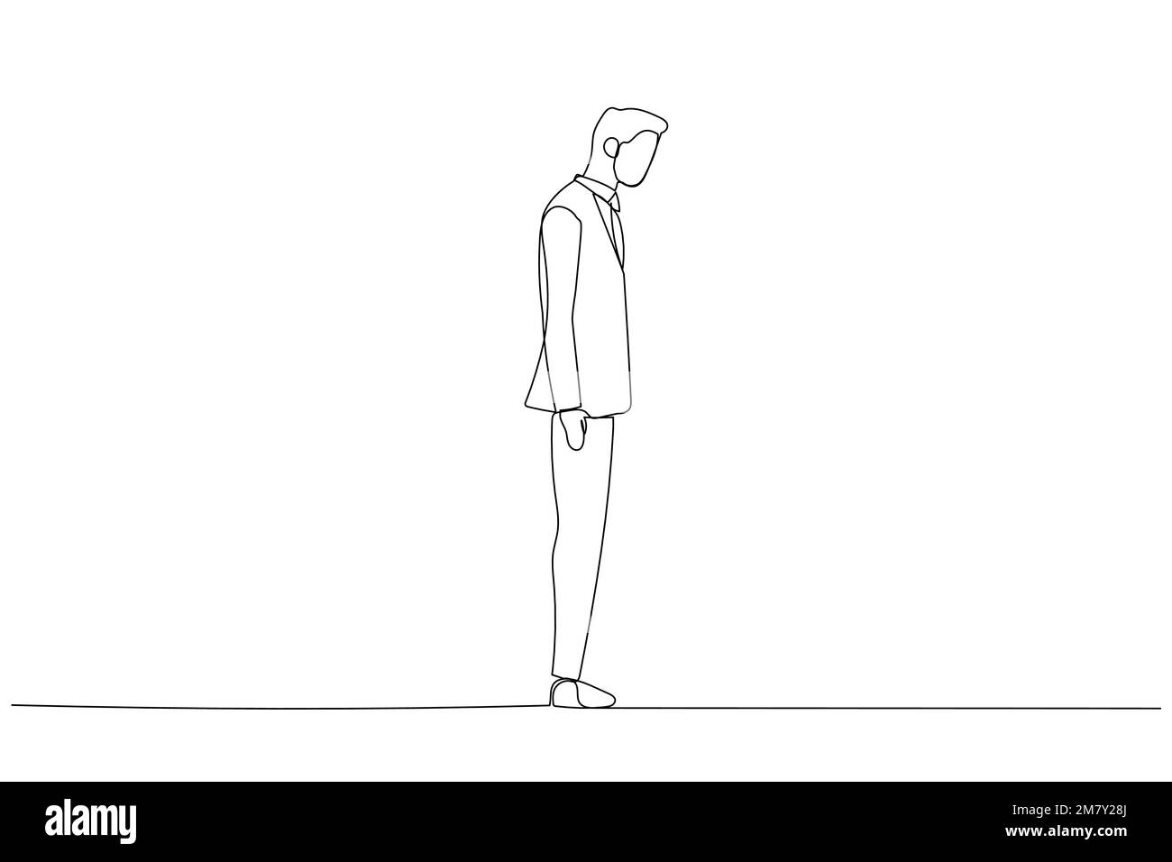 Cartoon of Full length side view businessman standing. One line art ... Cartoon of Full length side view businessman standing. One line art ...