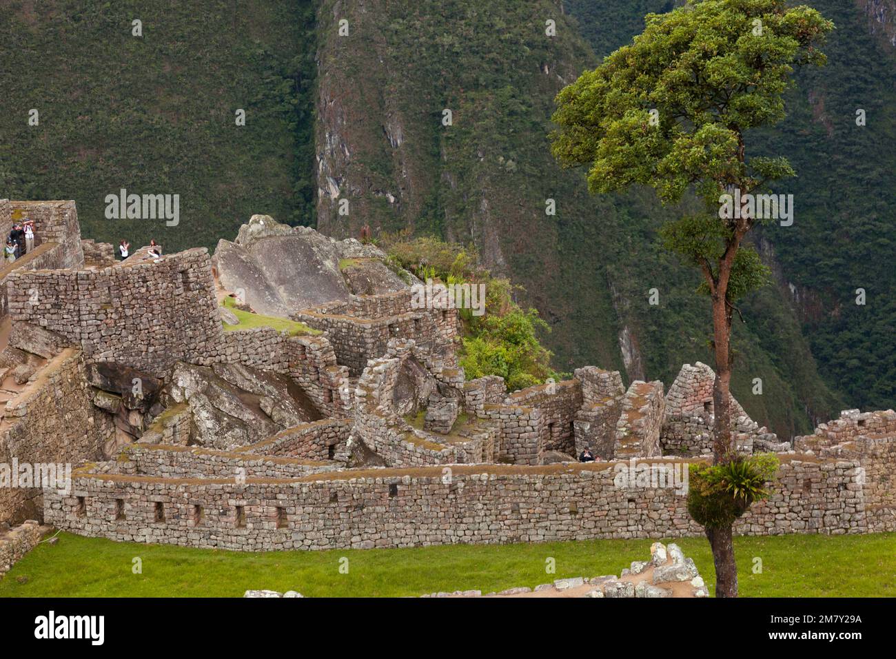 Spiritual morning mist rises over Inca head mountain at Machu Picchu ...
