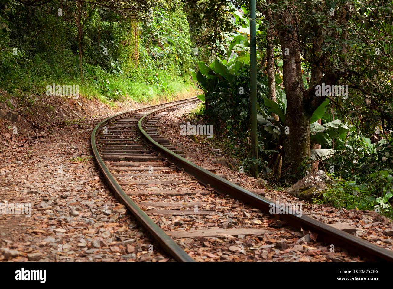 Train track to Aguas Calientes. Peru Stock Photo - Alamy