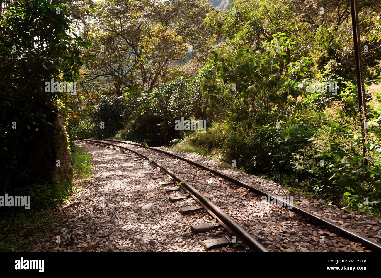 Train track to Aguas Calientes. Peru Stock Photo - Alamy