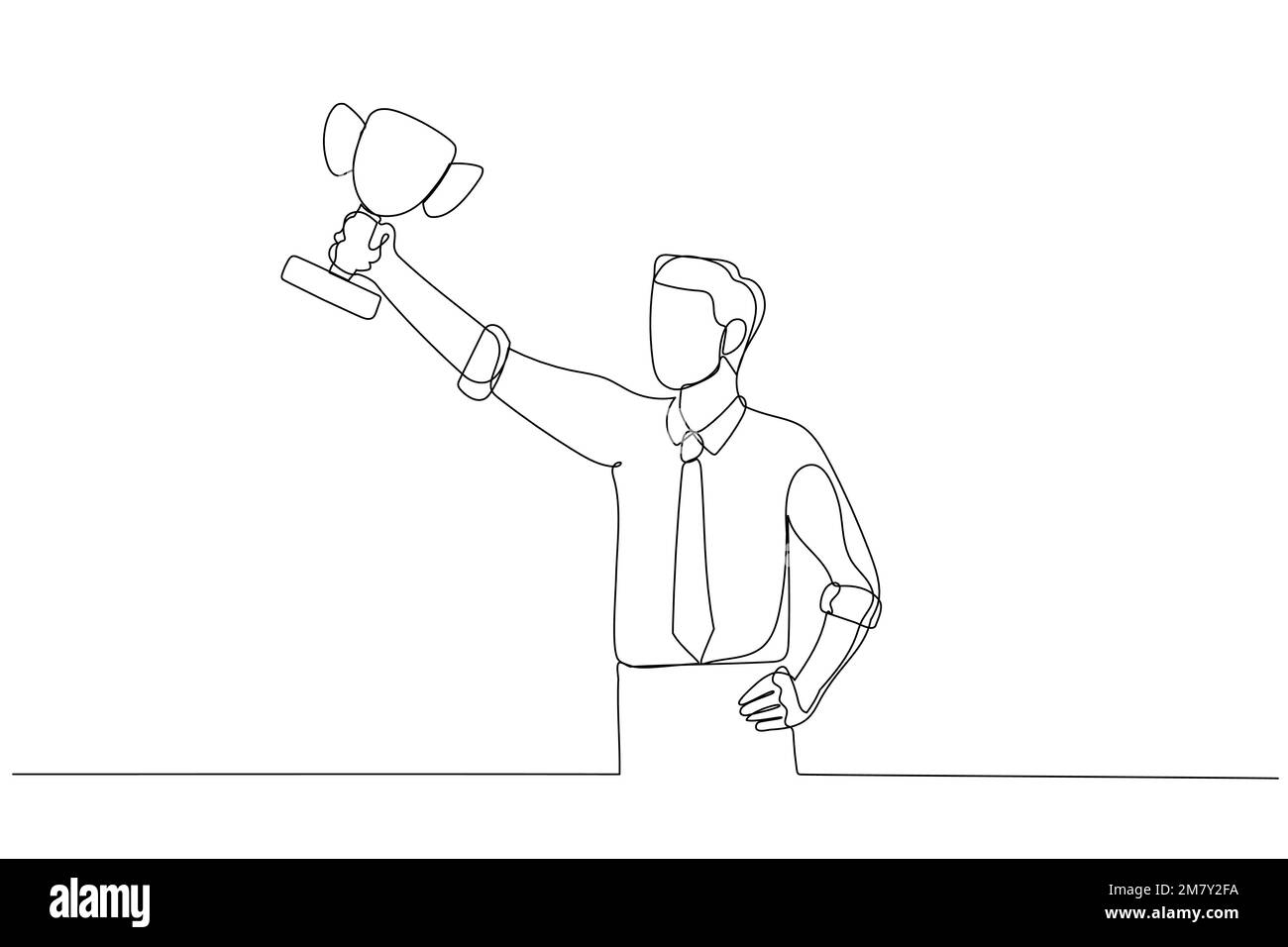 Cartoon of businessman hold award trophy concept of successful. One ...