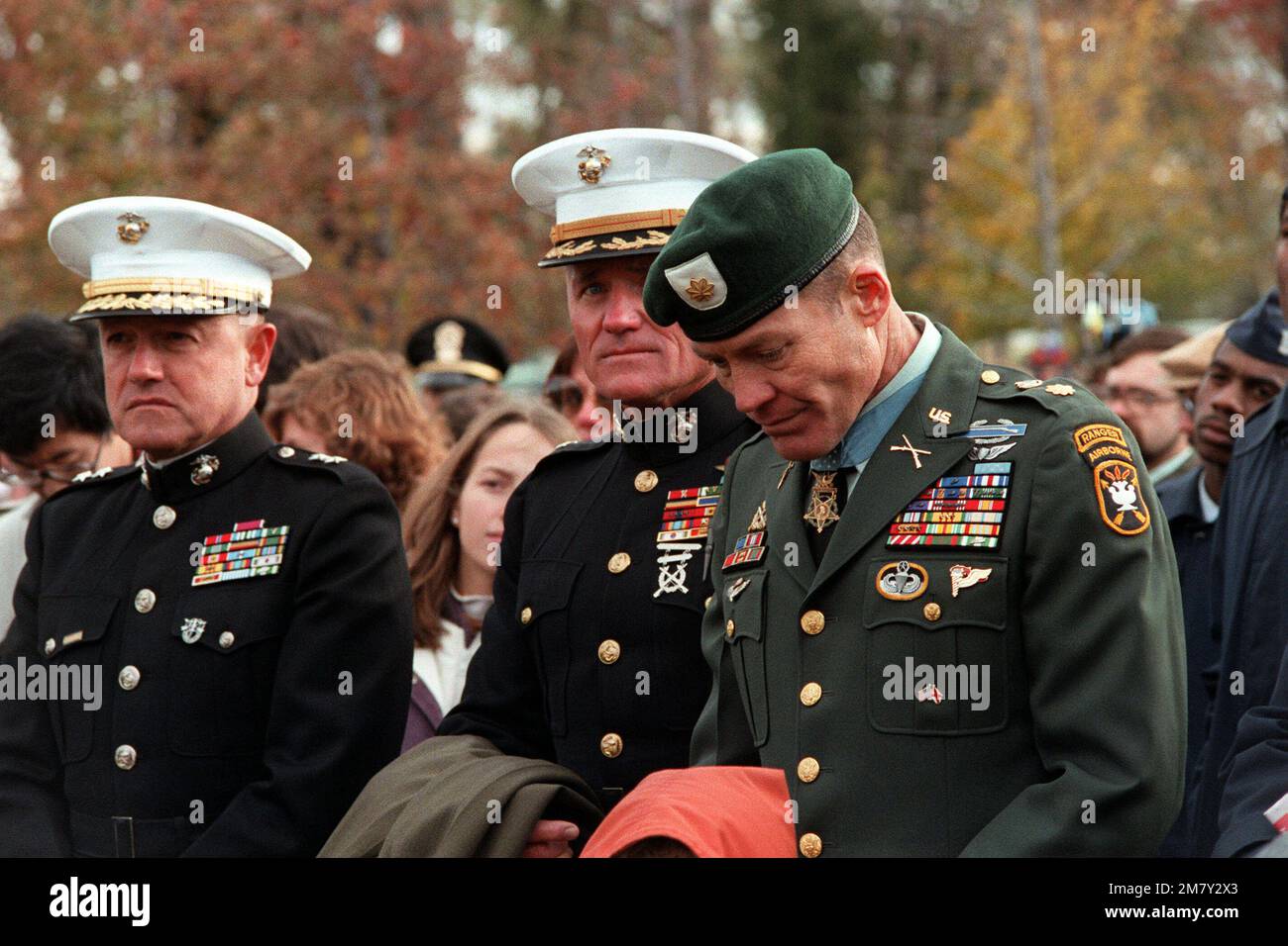 An Army Medal of Honor recipient and Marine Corps officers attend the ...