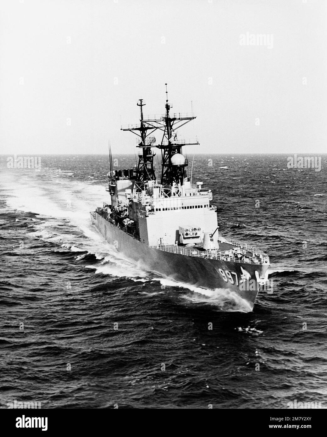 An aerial starboard view of the e destroyer USS HAYLER (DD-997 ...