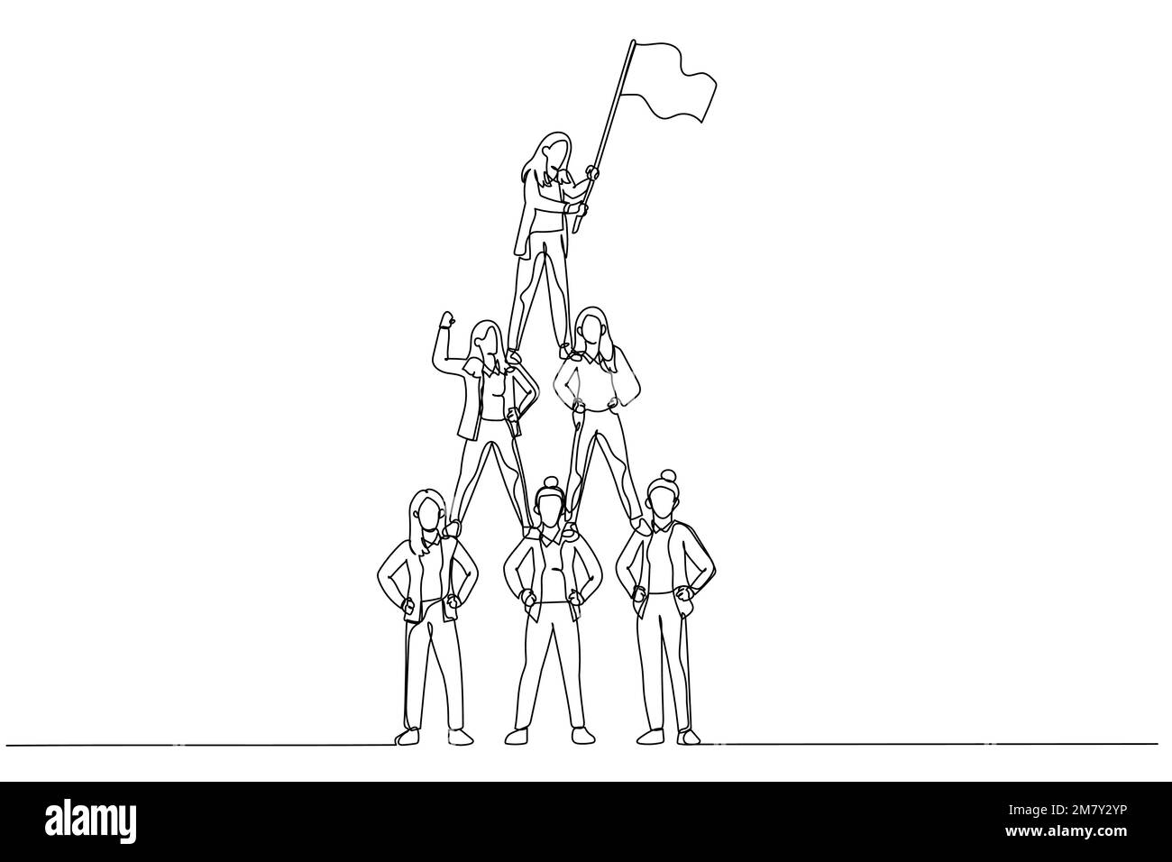 Illustration of businesswoman make pyramid and lead by business leader ...