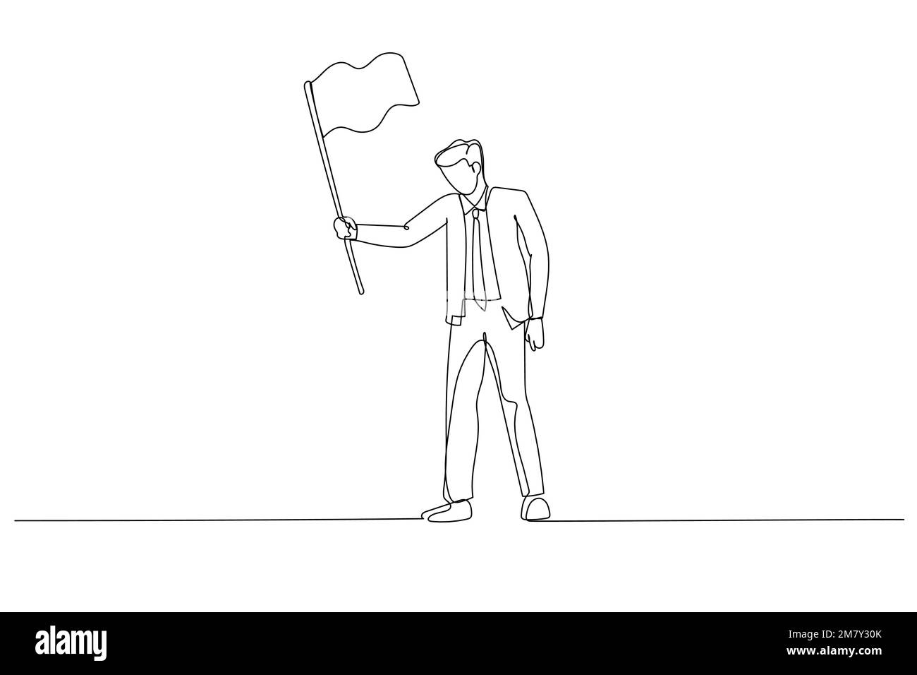 Drawing of sad businessman waving white flag metaphor of surrender and ...